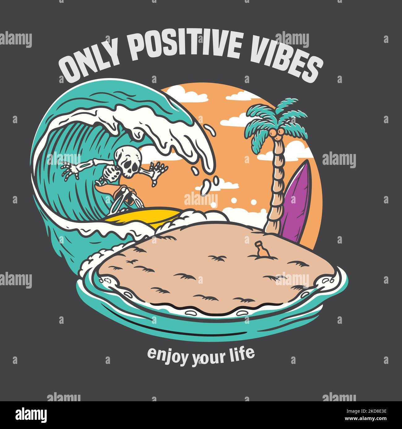 A logotype of surfing and the beach on an isolated background Stock ...