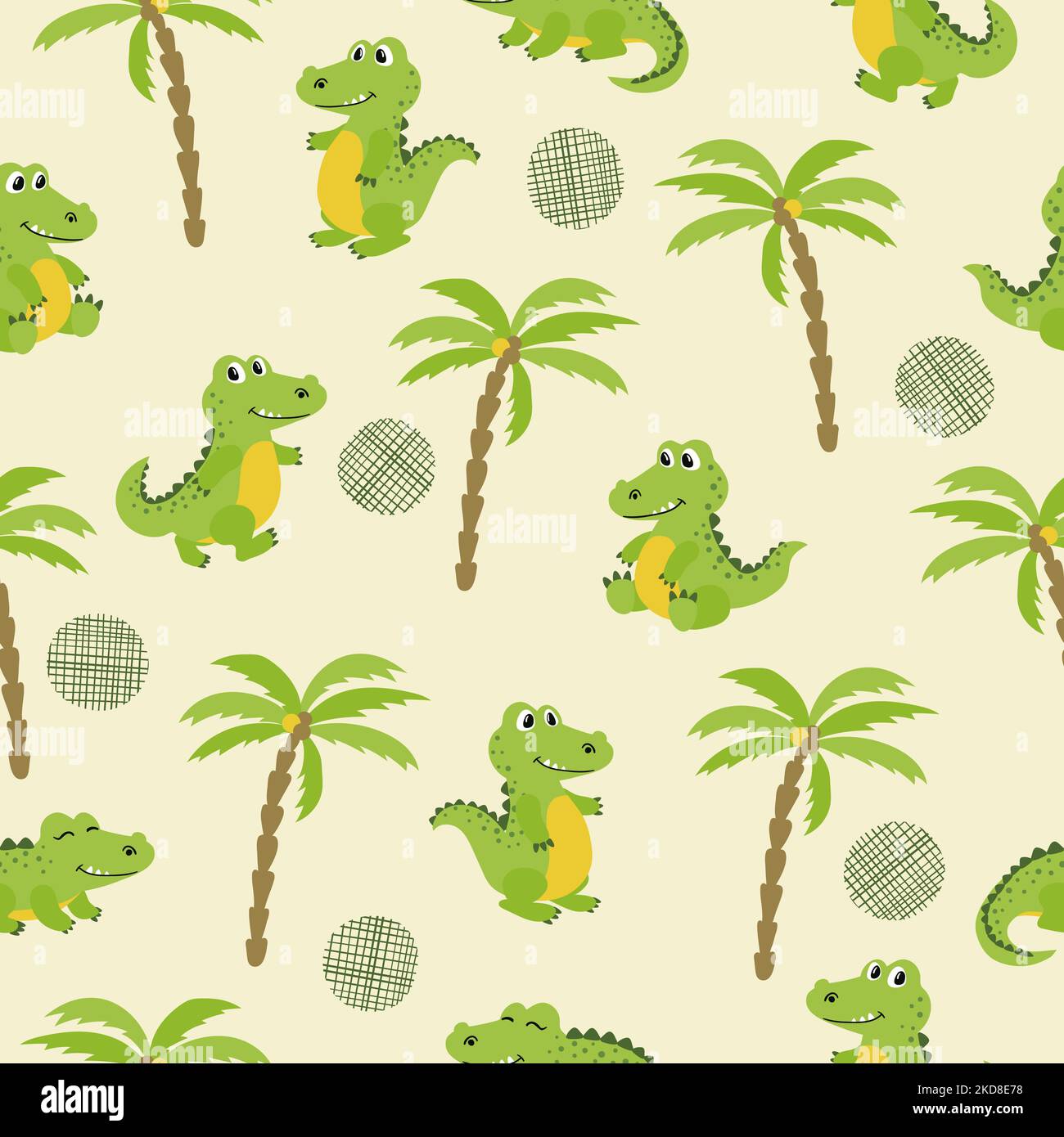 Seamless cartoon crocodiles pattern. Vector illustration with ...