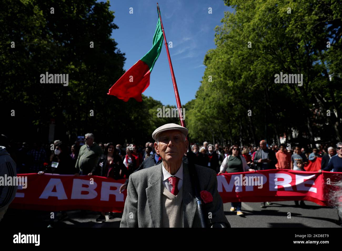 People take part in a parade to mark the 48th anniversary of Portugal's ...