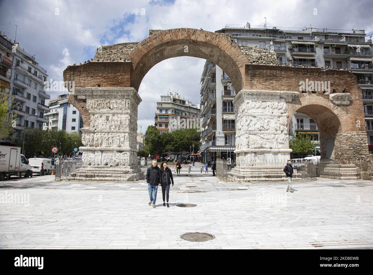 The Arch of Galerius known as Kamara near Rotunda in Thessaloniki. The ...