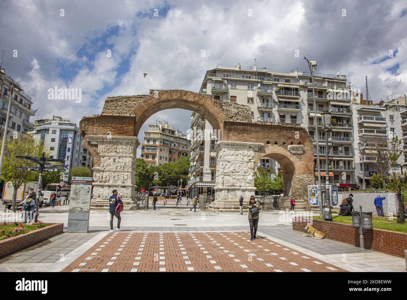 The Arch of Galerius known as Kamara near Rotunda in Thessaloniki. The ...