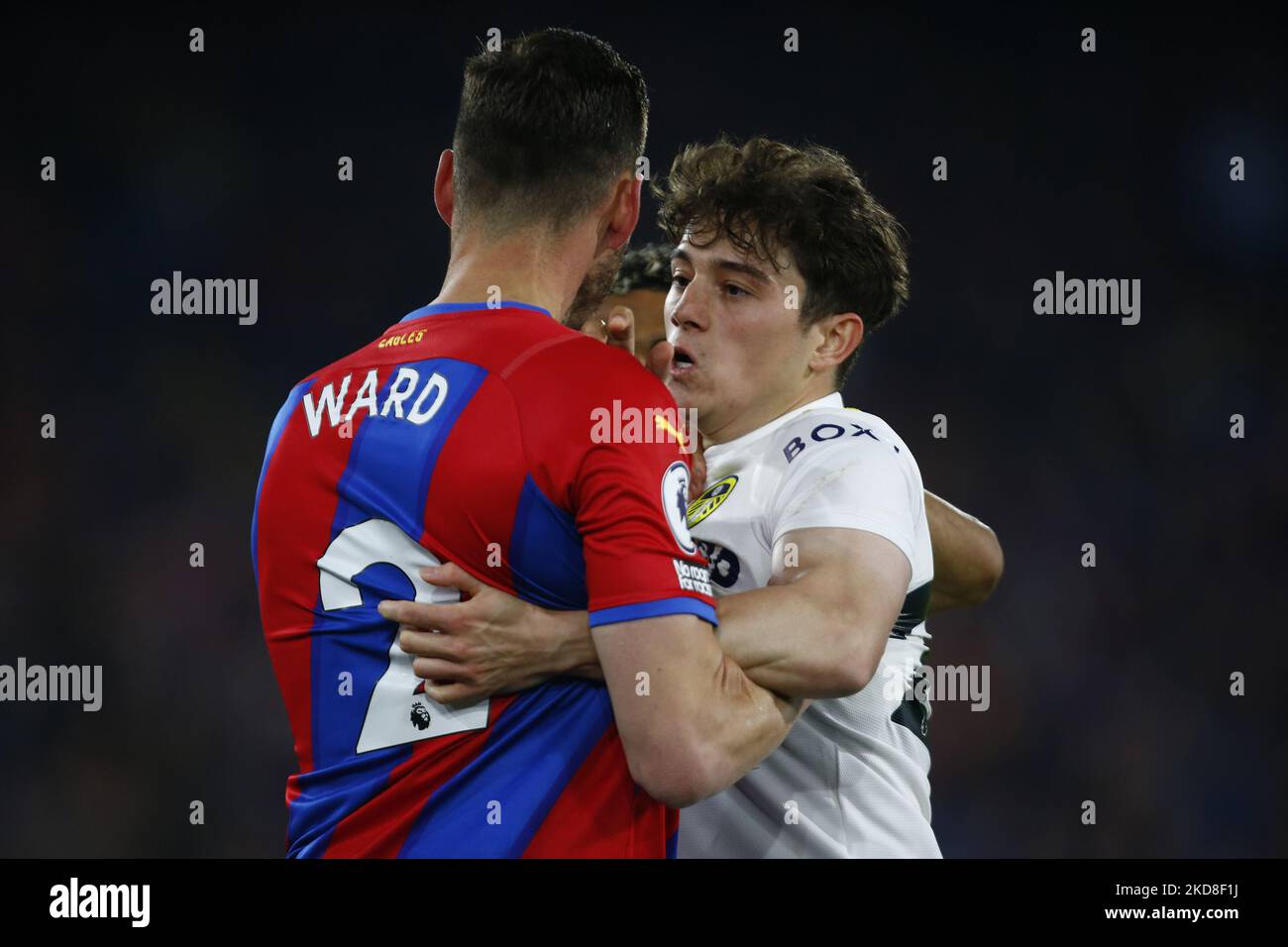 : Crystal Palace's Joel Ward tussle with Daniel James of Leeds United ...