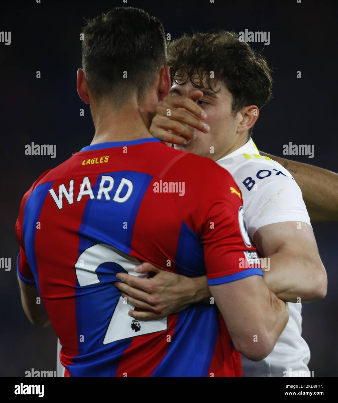 : Crystal Palace's Joel Ward tussle with Daniel James of Leeds United ...