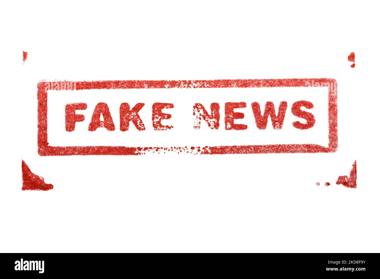 A red stamp on a white background reading FAKE NEWS, a rectangle grunge ...