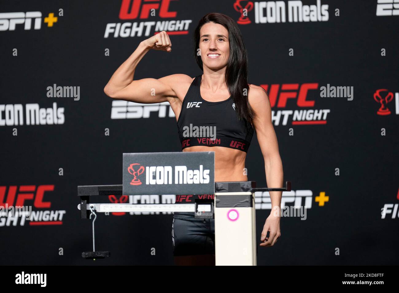 LAS VEGAS, NV - NOVEMBER 4: Marina Rodriguez steps on the scale for the ...