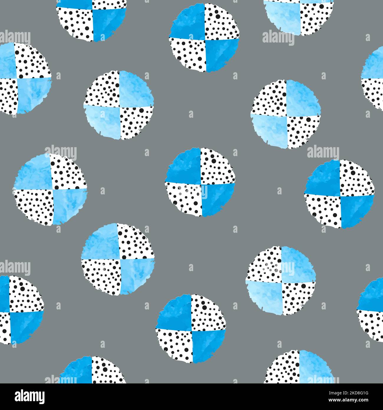 Seamless dotted pattern with blue circles. Vector abstract background ...