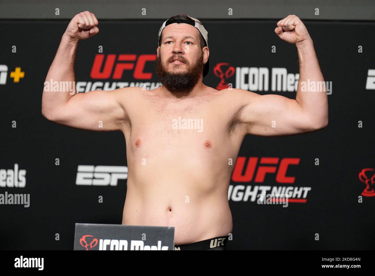 LAS VEGAS, NV - NOVEMBER 4: Josh Parisian steps on the scale for the ...