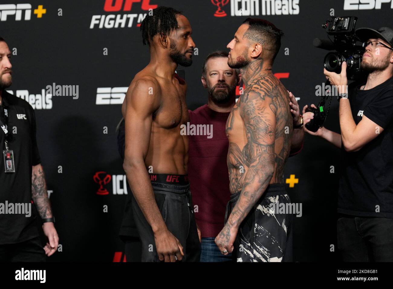 LAS VEGAS, NV - NOVEMBER 4: Neil Magny vs Daniel Rodriguez face-off ...