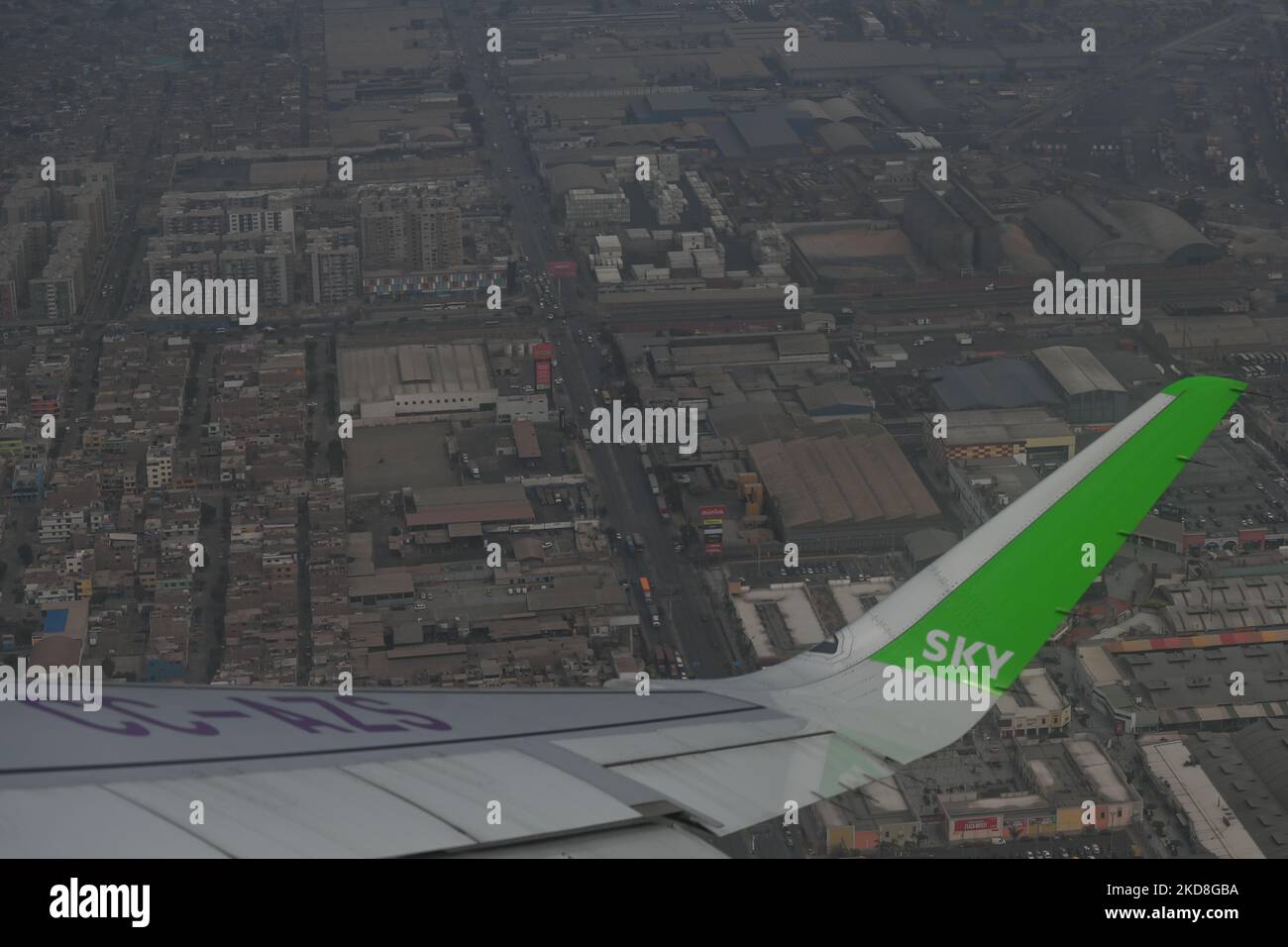 SKY Airline plane seen over LIma near Jorge Chavez International ...