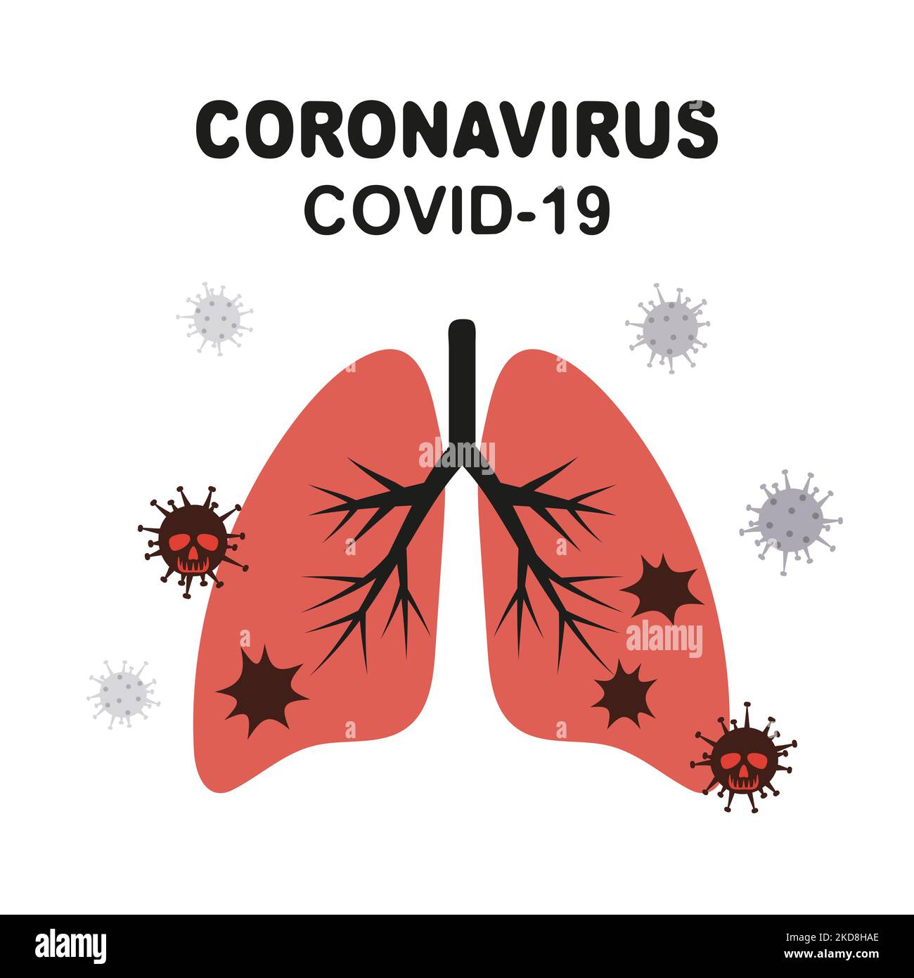 2019-nCoV virus vector illustration. Coronavirus infected human lungs ...