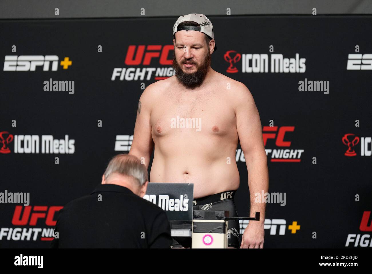 LAS VEGAS, NV - NOVEMBER 4: Josh Parisian steps on the scale for the ...
