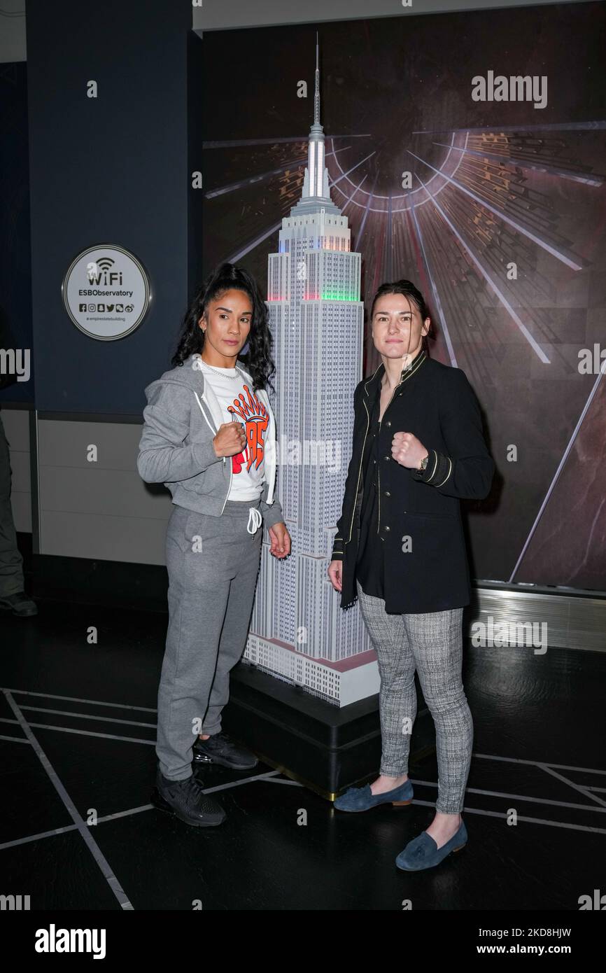 NEW YORK, NEW YORK - APRIL 26: Katie Taylor and Amanda Serrano attend ...