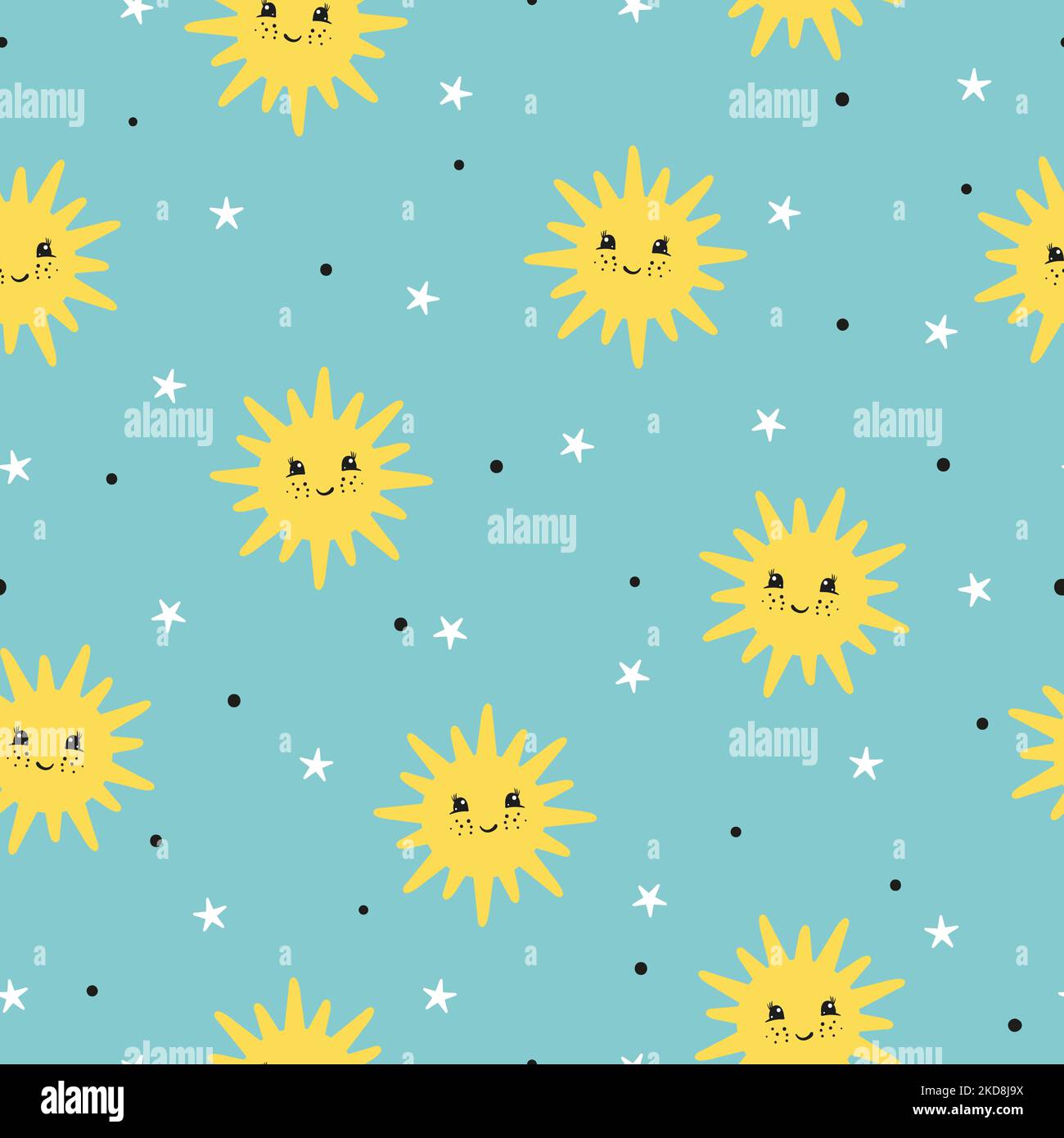 Seamless cute cartoon sun pattern. Baby print Stock Vector Image & Art ...