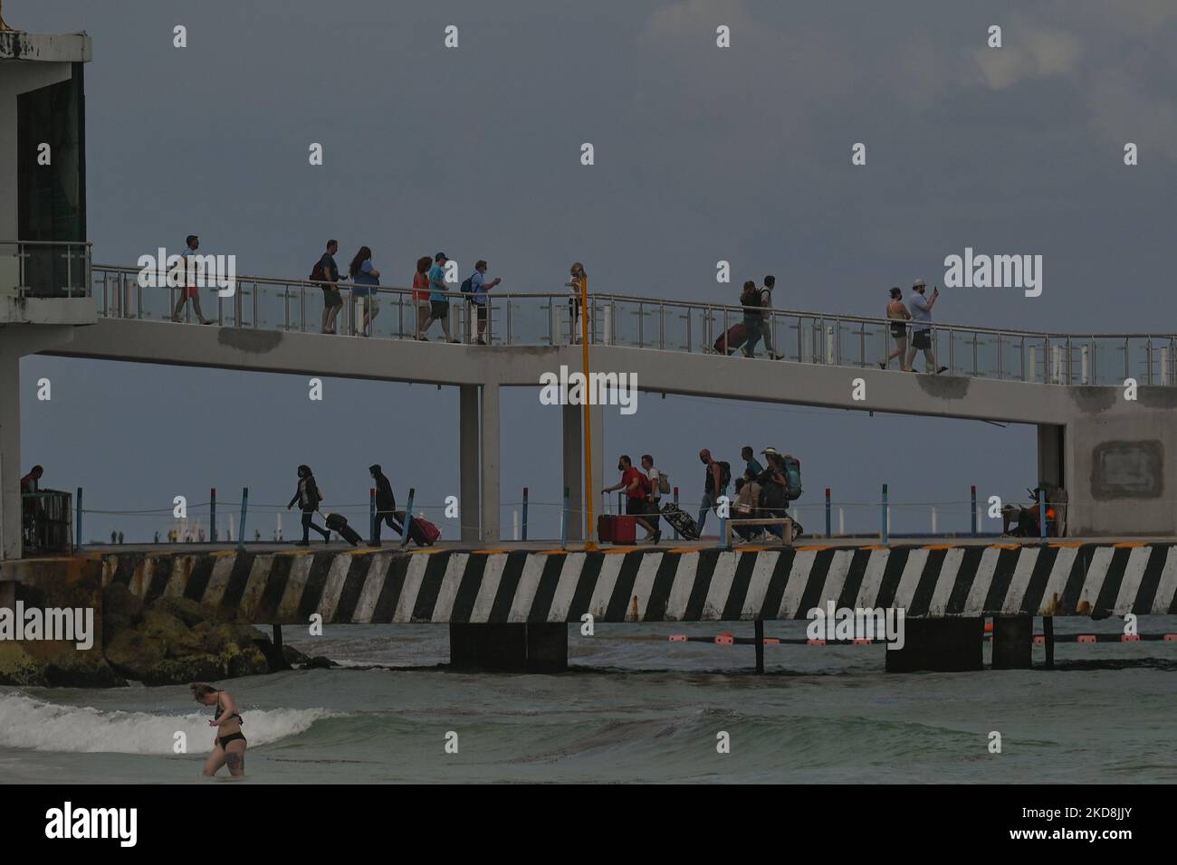 Passenger to and from Cozumel at the ferry terminal in Playa Del Carmen ...