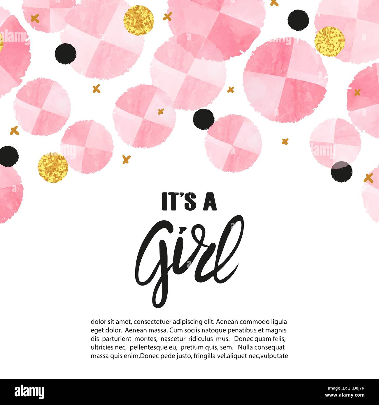 Baby Shower girl card design with abstract watercolor pink circles ...