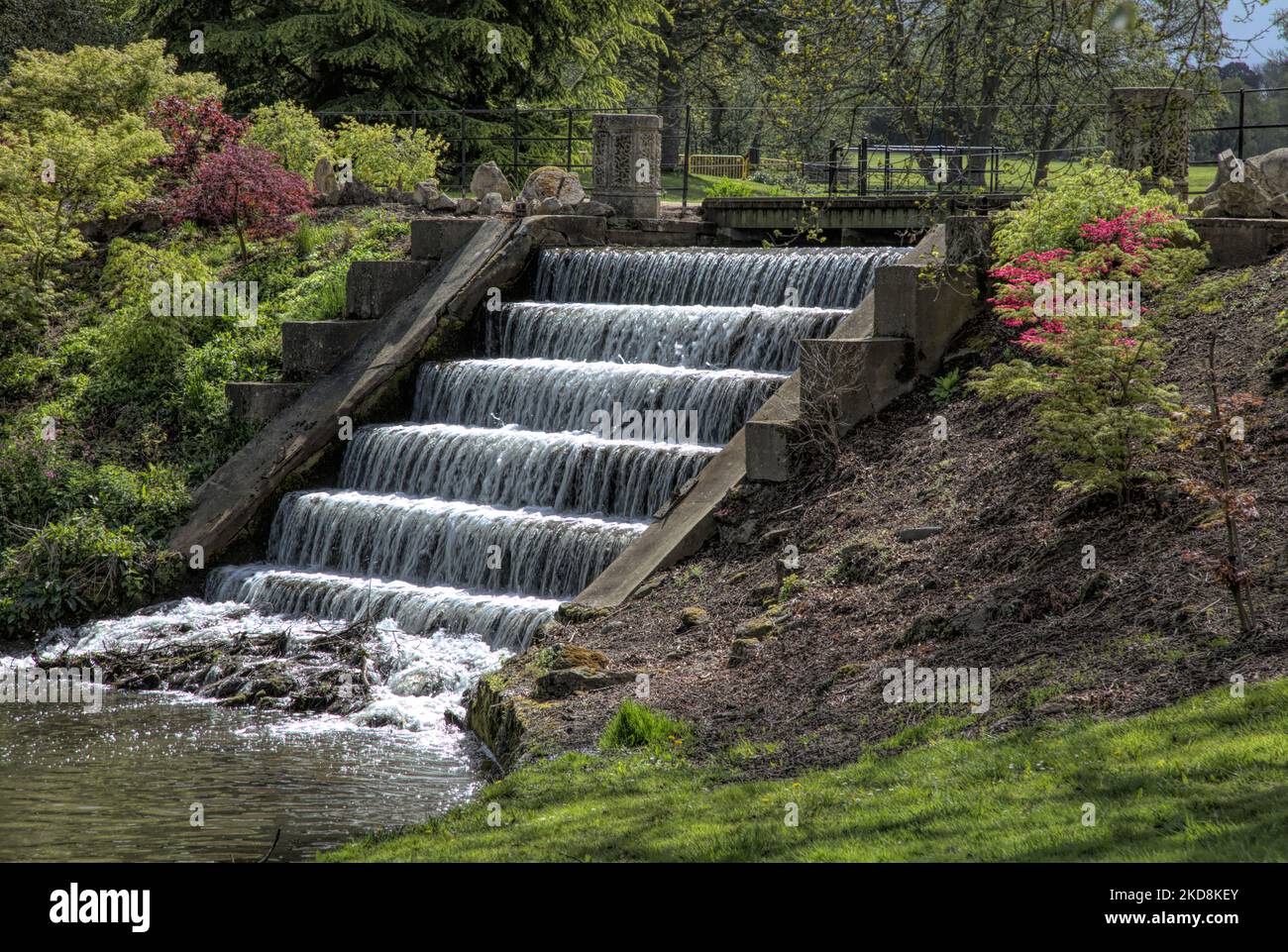 A staircase waterfall in the park Stock Photo - Alamy