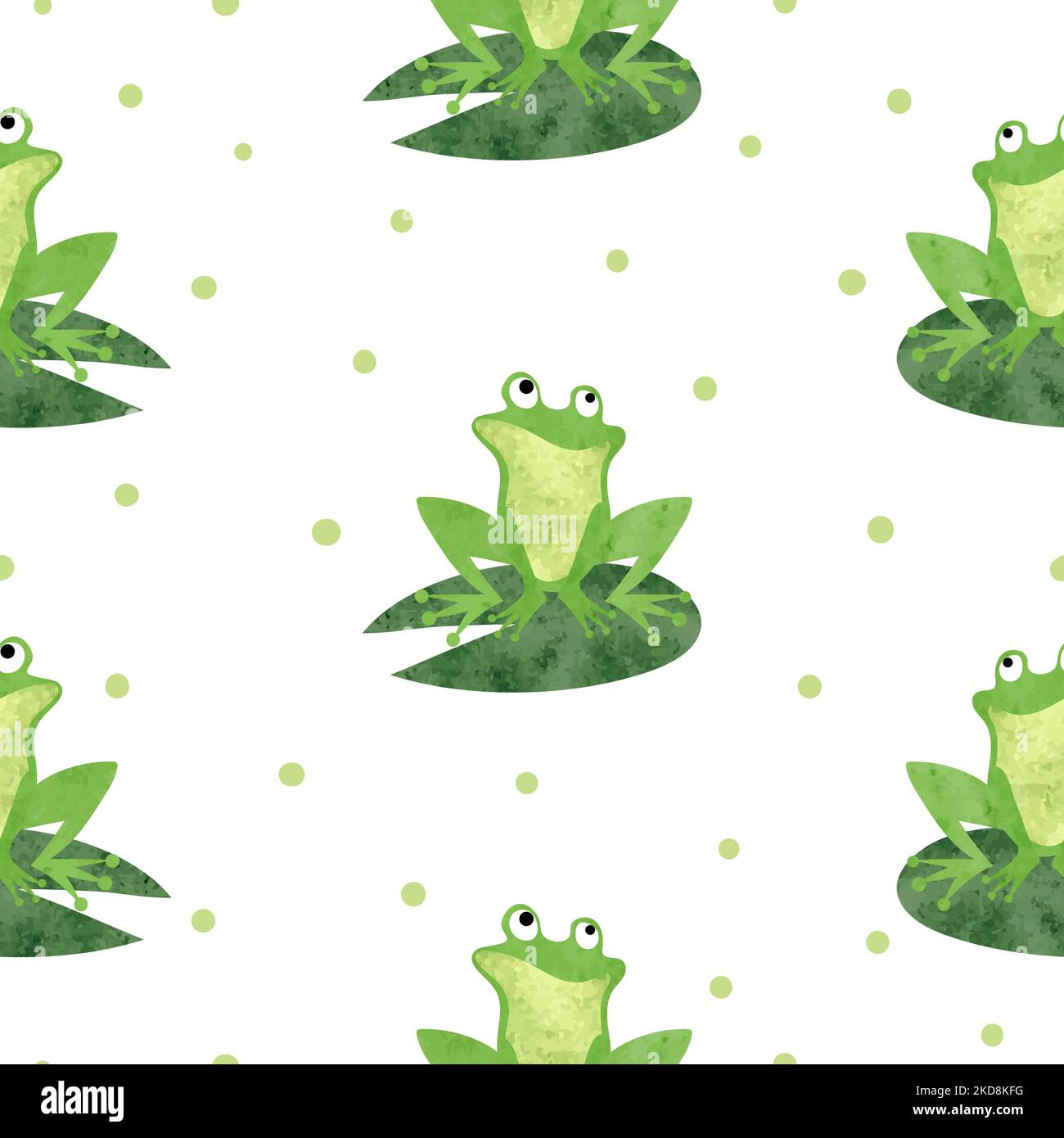 Cute watercolor frog pattern. Seamless vector background Stock Vector ...