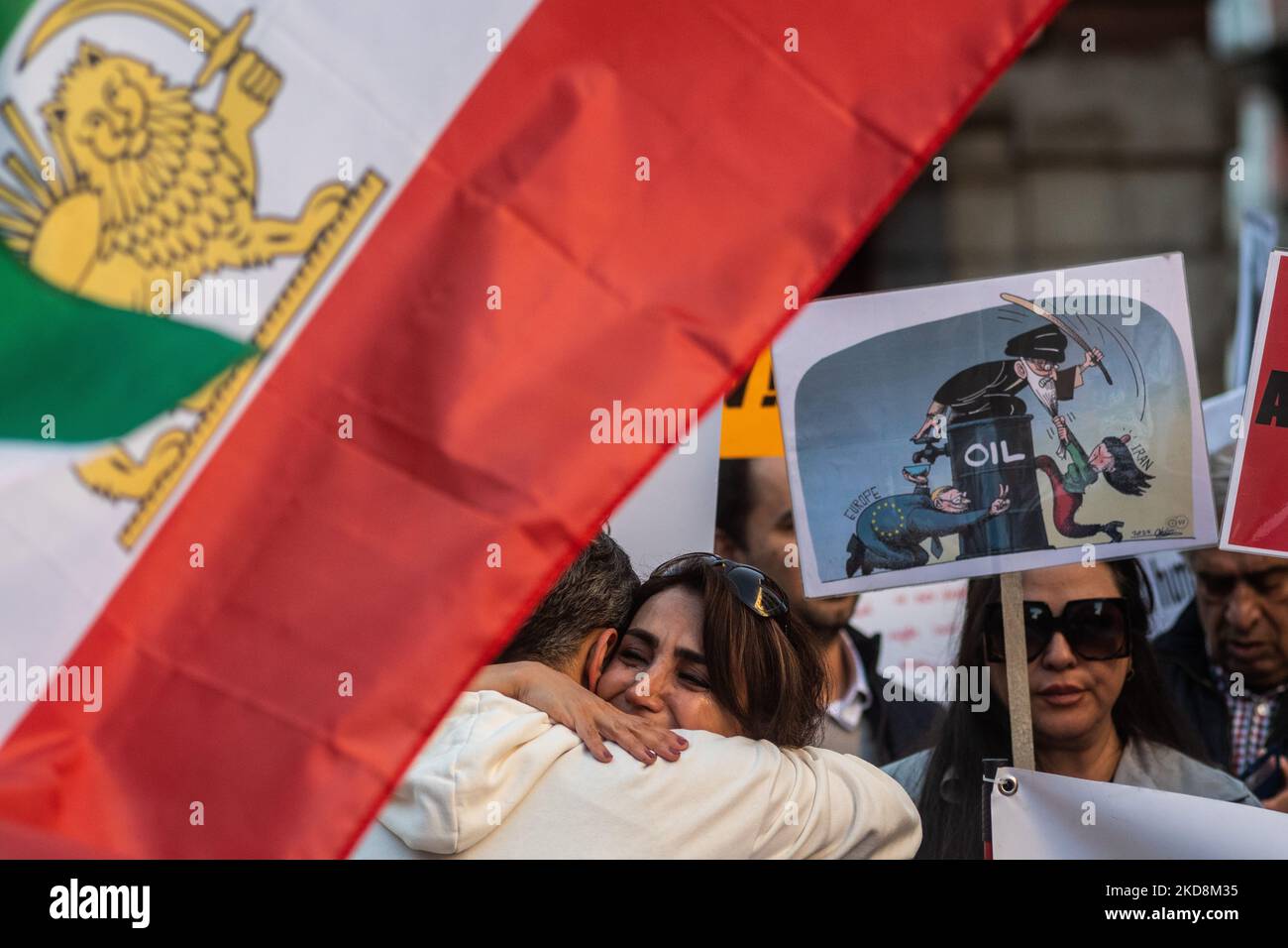 Madrid, Spain. 05th Nov, 2022. A couple hug each other during a ...