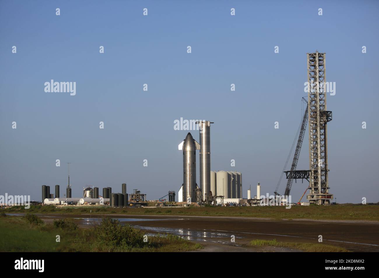 Starship 20 sits at the South Texas launch site in Boca Chica near ...