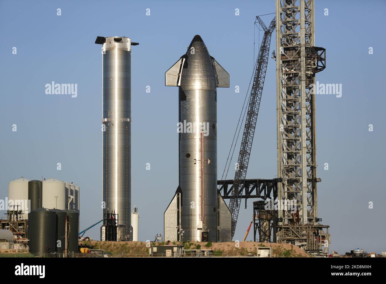 Starship 20 sits at the South Texas launch site in Boca Chica near ...