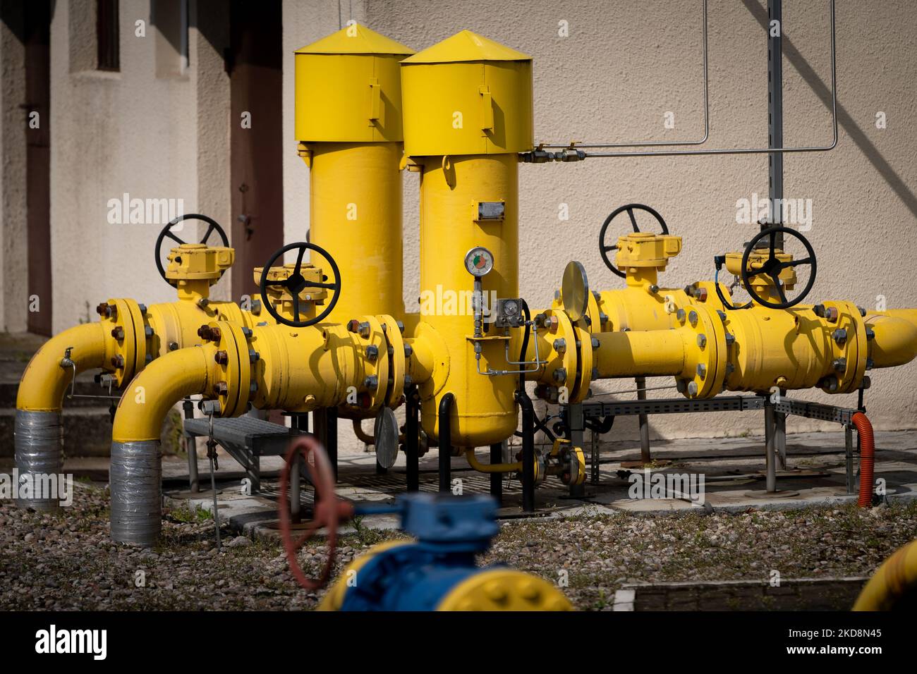 A gas installation is pictured at a Gaz-System station in Karczew ...