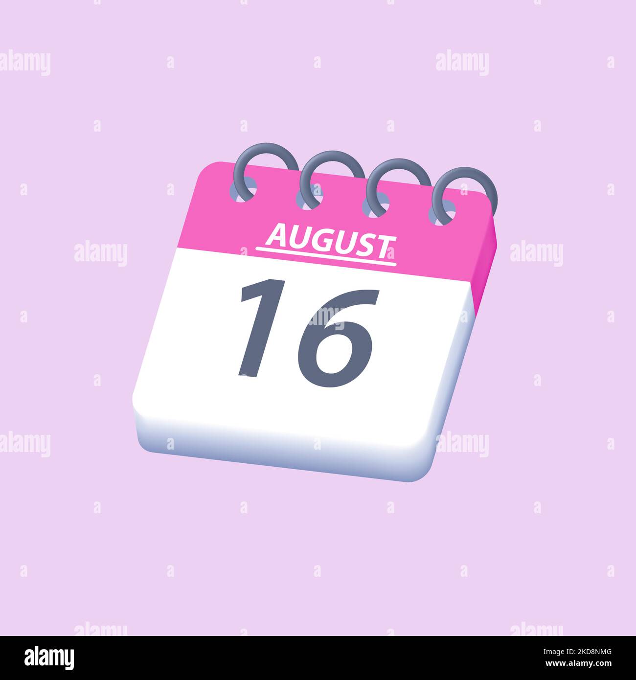 A colorful vector illustration of a 16 AUGUST calendar icon Stock ...