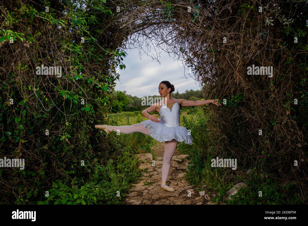 The professional dancer dances in the Lama Martina Natural Park on the ...
