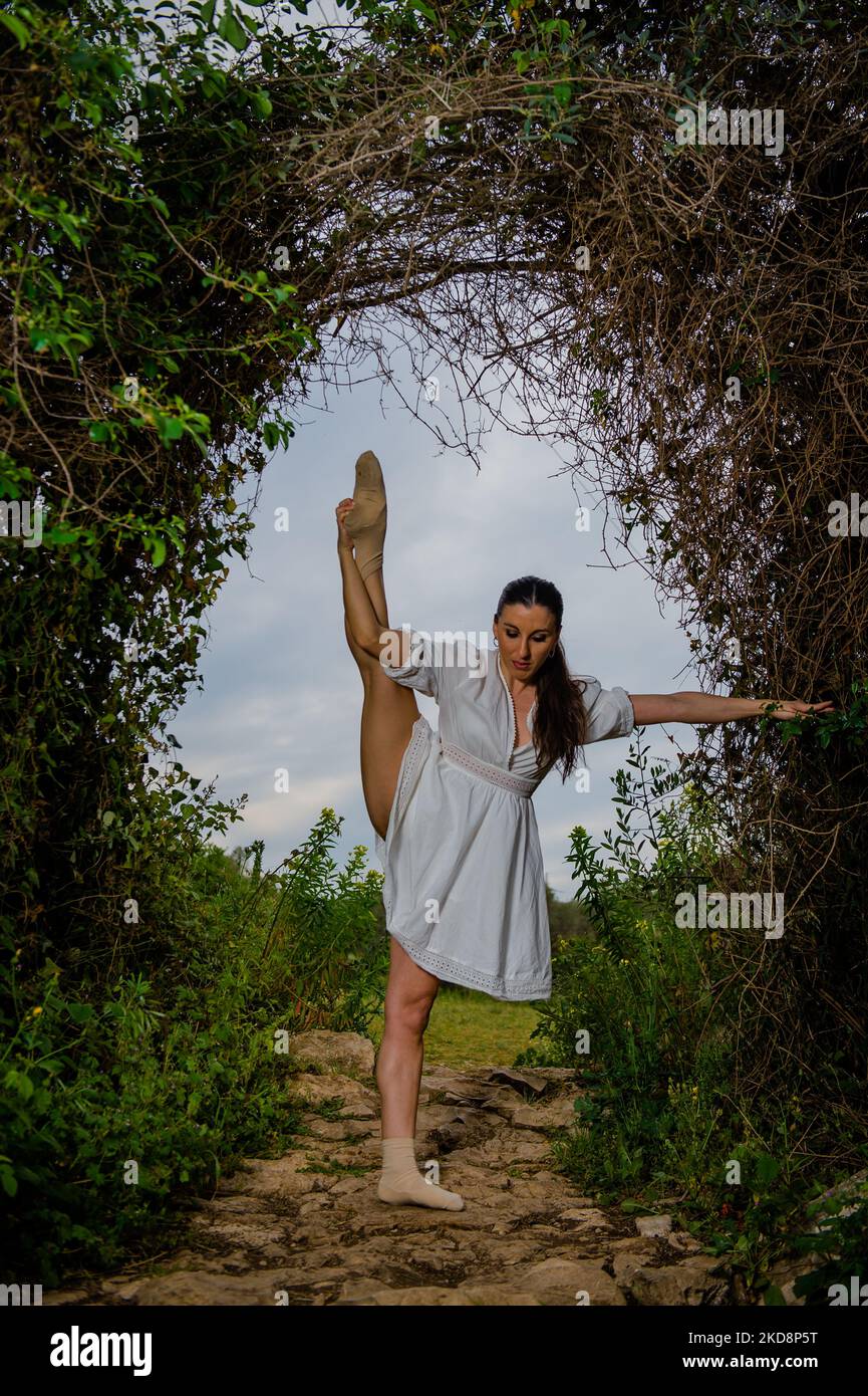 The professional dancer dances in the Lama Martina Natural Park on the ...