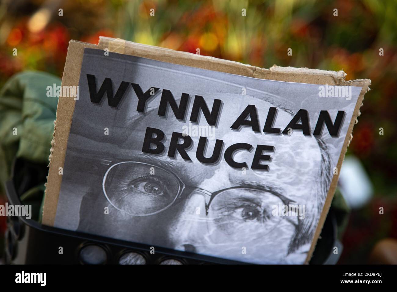 A sign lays on the ground at a vigil at the Supreme Court building in ...