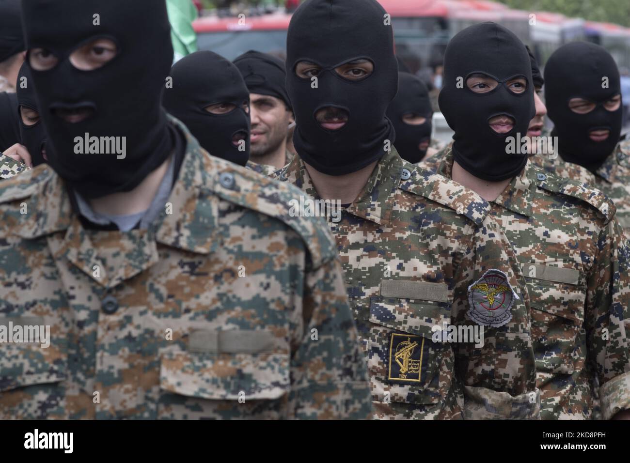 Islamic Revolutionary Guard Corps (IRGC) military personnel stand guard ...