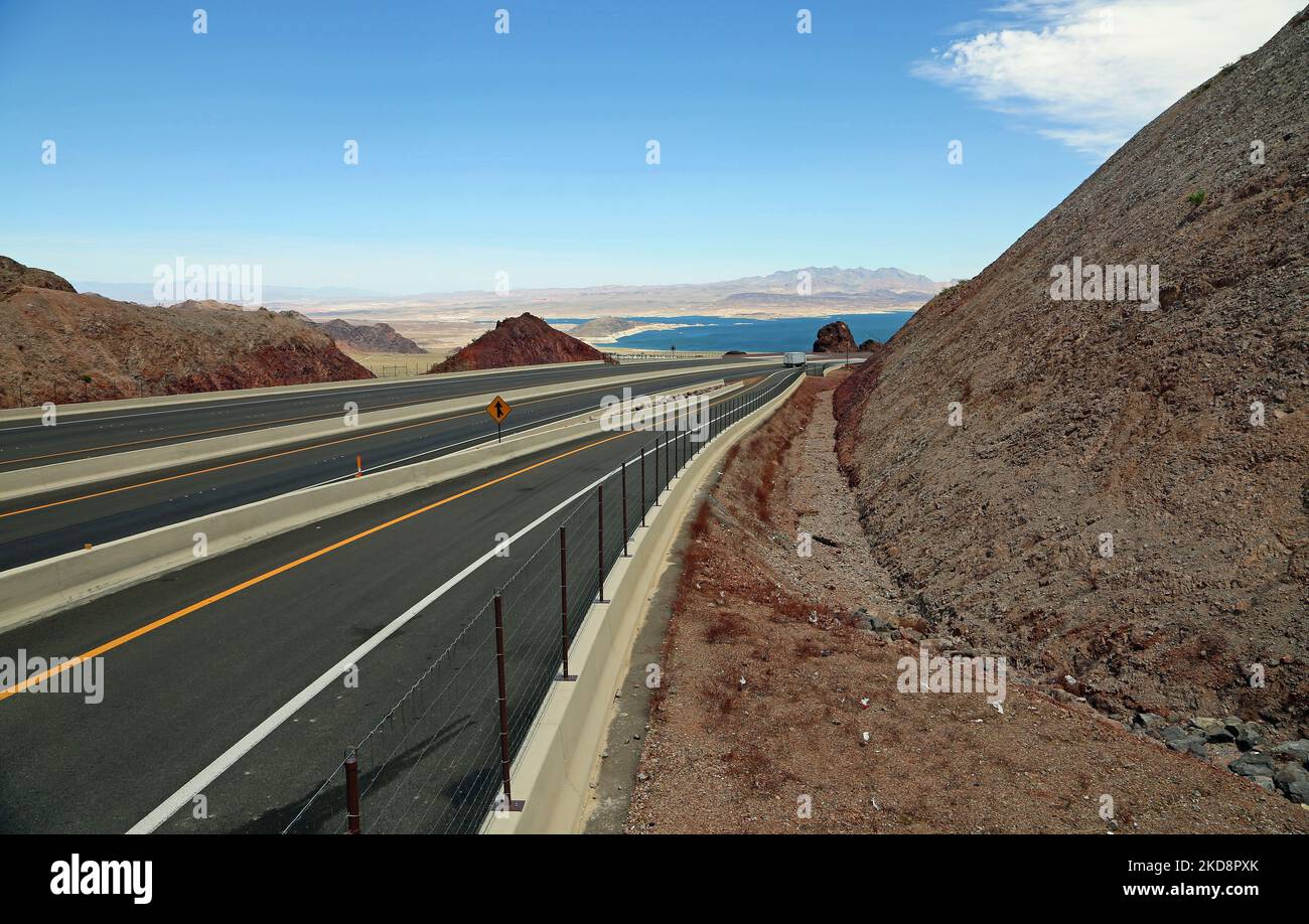 The road to Lake Mead valley - U.S. Route 95 - Nevada Stock Photo - Alamy