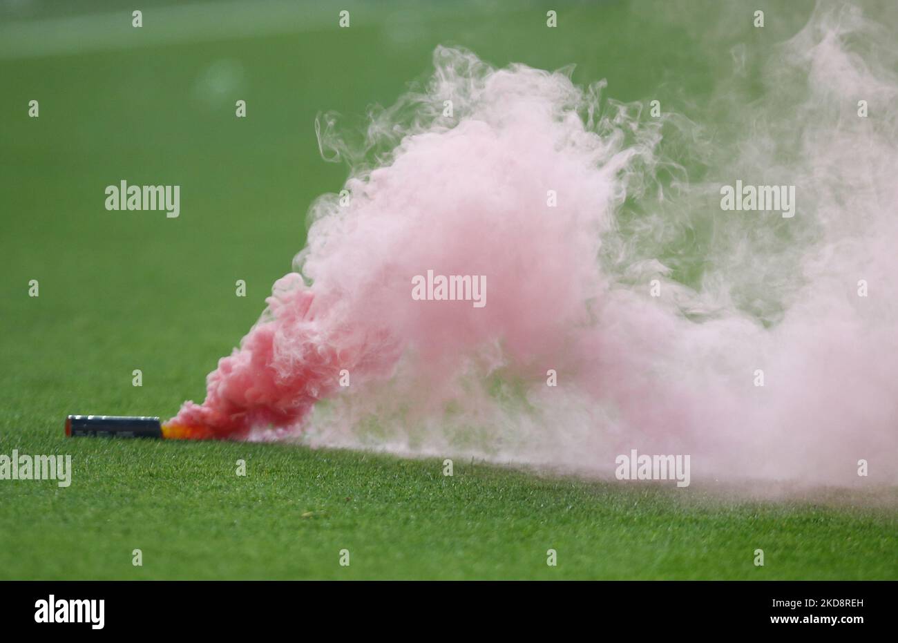 Flares on ground during Europe League Semi-Final 1st Leg between West ...
