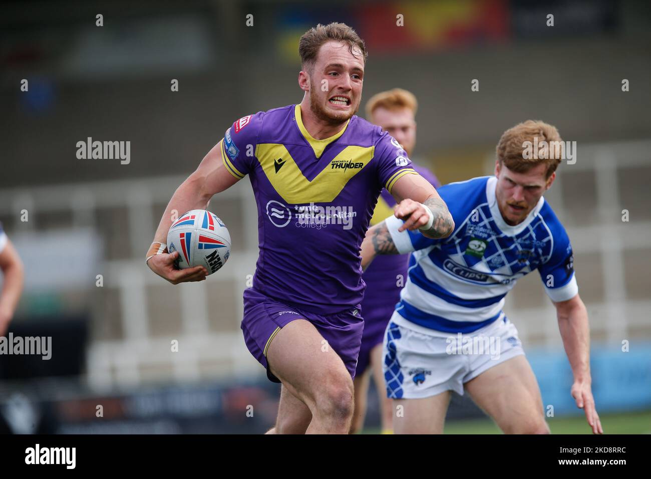 Jack Croft of Newcastle Thunder on his way to the try-line during the ...
