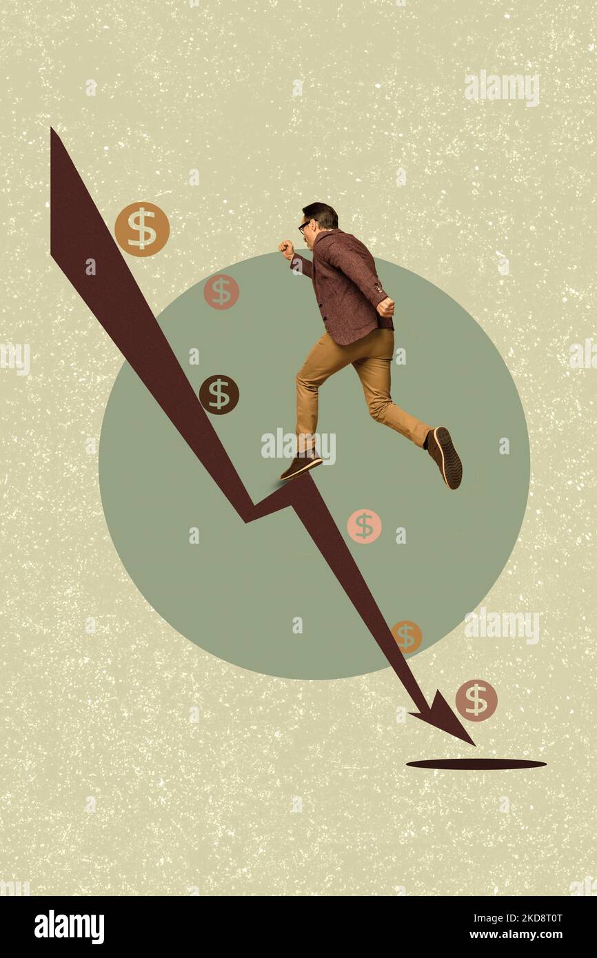 Creative photo 3d collage artwork of hardworking man want reach success ...