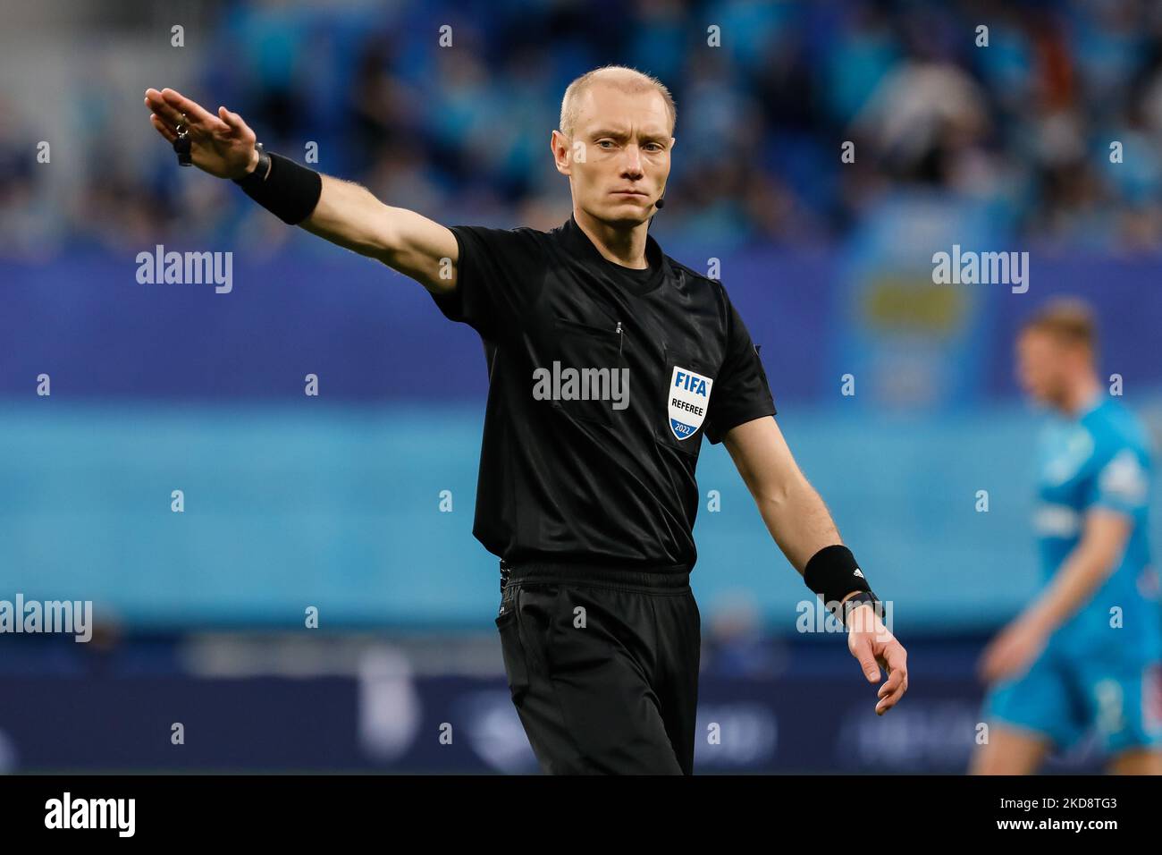 Referee Vladimir Moskalev gestures during the Russian Premier League ...