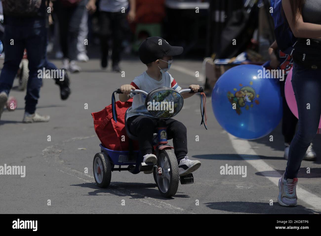 Children play inside the Tláhuac Forest in Mexico City, on the occasion ...