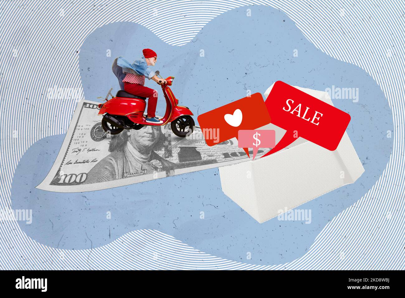 Creative photo 3d collage artwork poster sketch of young funny boy ...