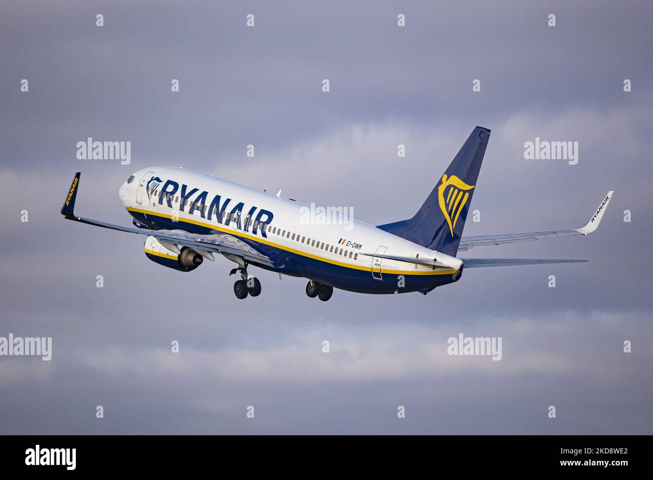 Ryanair Boeing 737-800 aircraft as seen during take-off and fly and ...