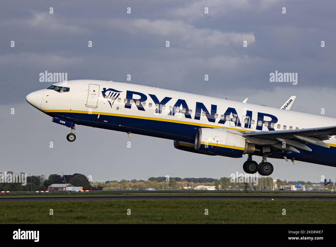Ryanair Boeing 737-800 aircraft as seen during take-off and fly and ...