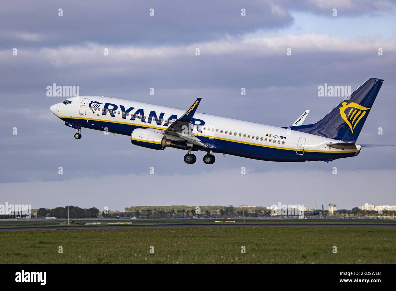 Ryanair Boeing 737-800 aircraft as seen during take-off and fly and ...