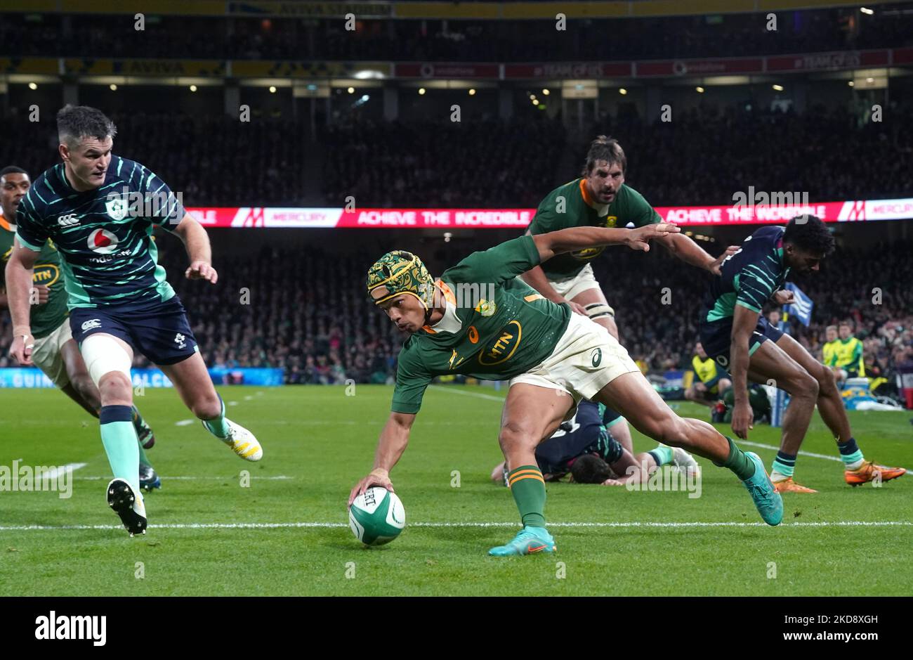 South Africa's Kurt-Lee Arendse scores their side's second try of the ...