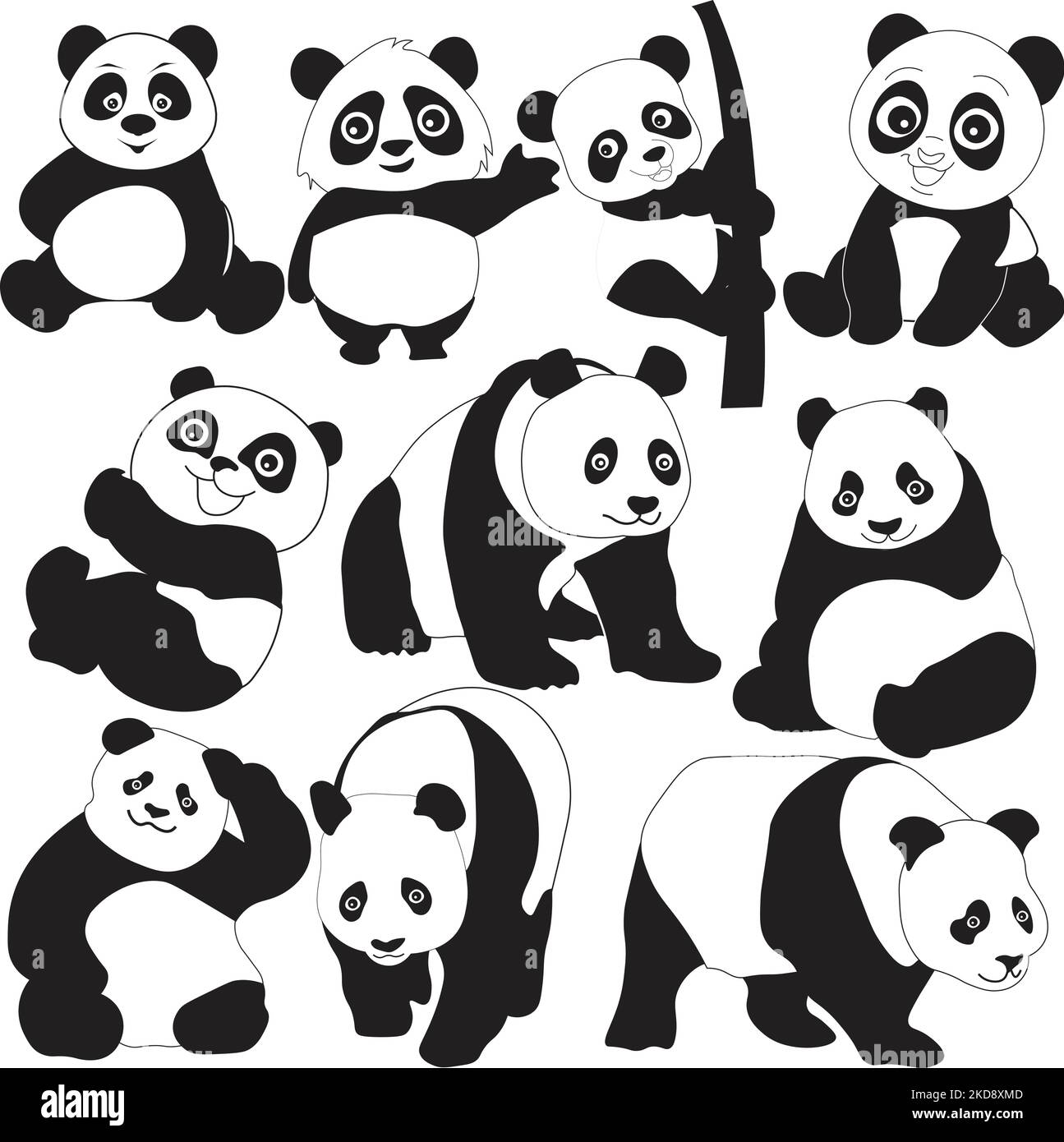 A vector illustration of a set of pandas Stock Vector Image & Art - Alamy