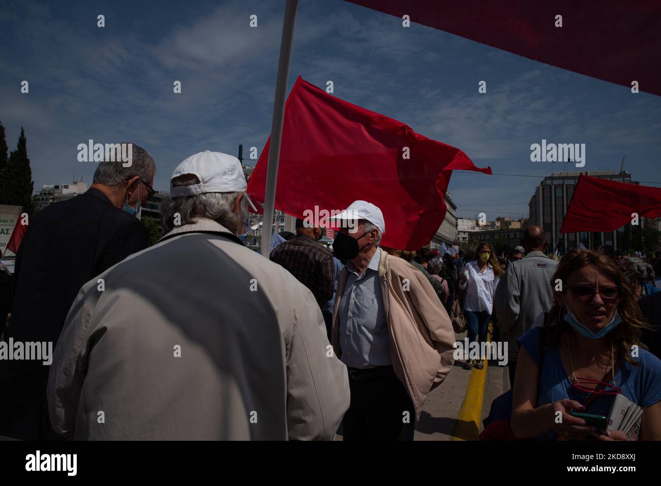 A senior at the International Workers' Day protest in Athens, Greece ...