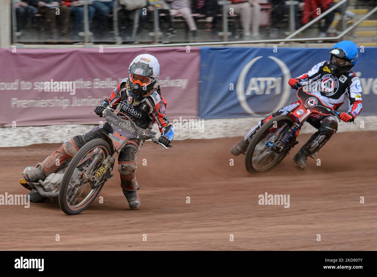 Michael Palm Toft (White) leads Brady Kurtz (Blue) during the SGB ...
