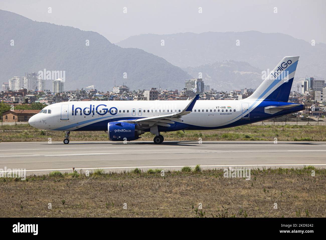 Indigo Airbus A320neo aircraft as seen on the runway and taxiway ...