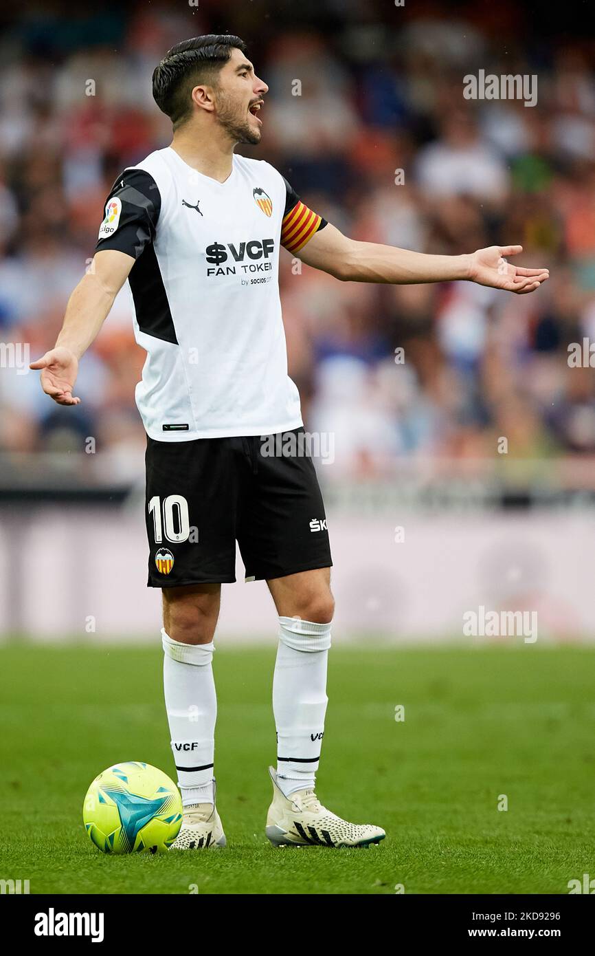 Carlos Soler of Valencia CF reacts during the La Liga Santander match ...