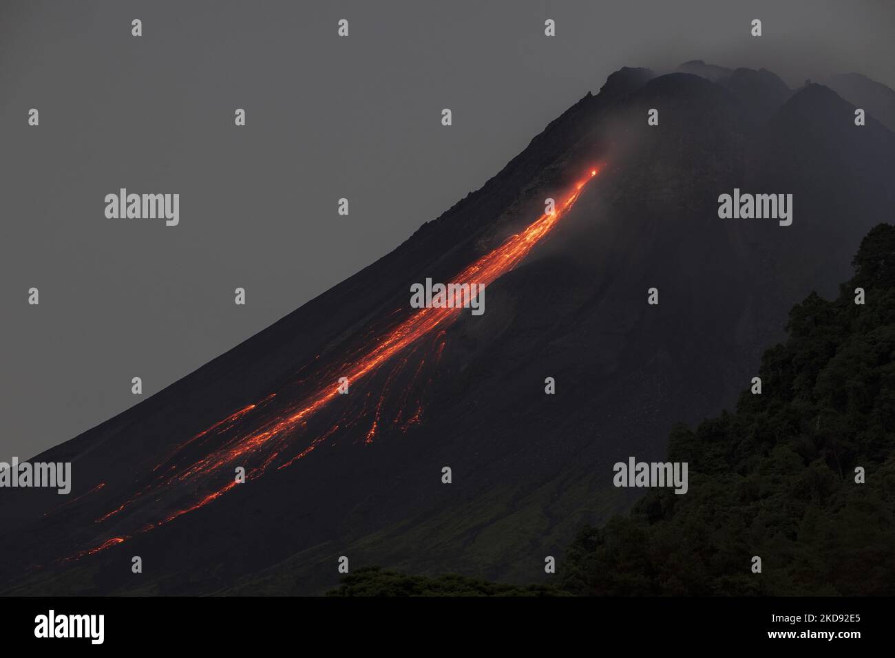 Mount Merapi, a volcanic mountain spews lava as it erupts several times ...