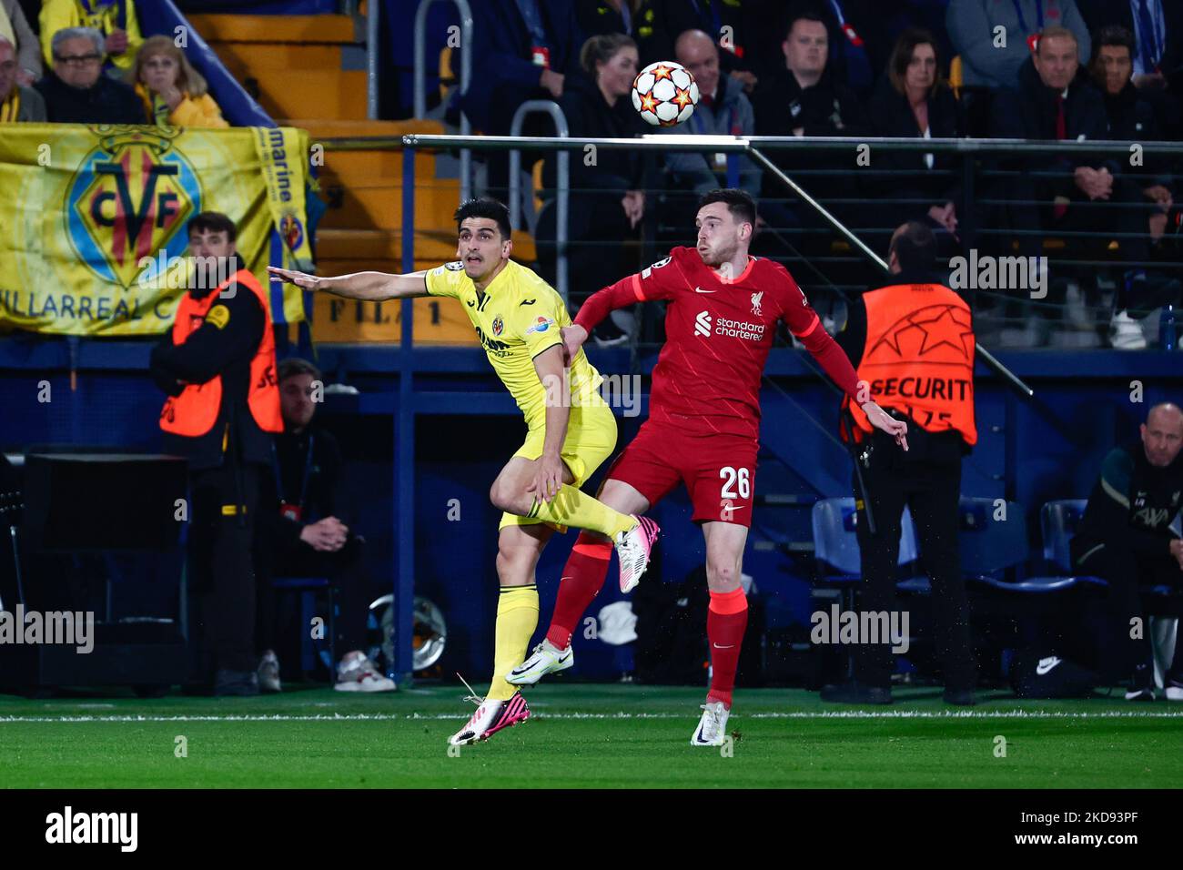 Andrew Robertson of Liverpool FC in action with Gerard Moreno of ...