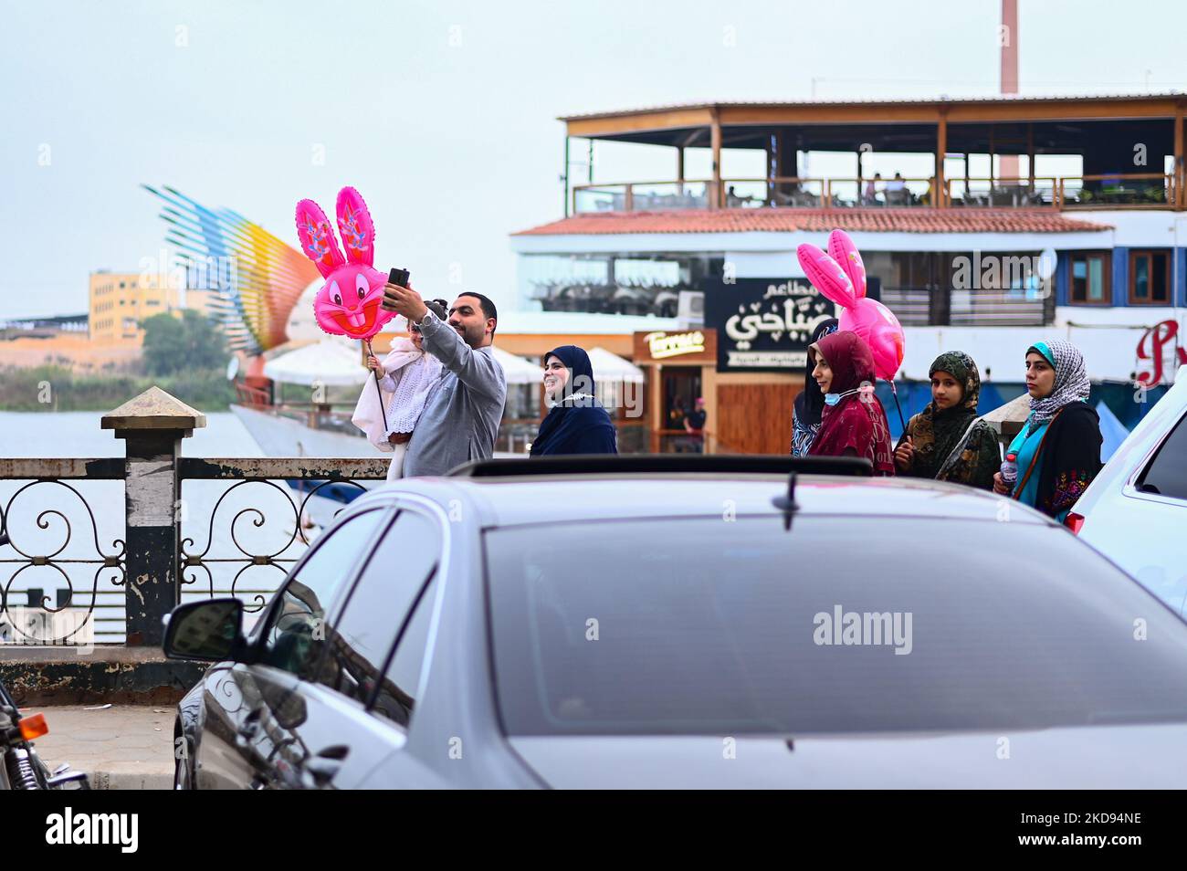 People gather at Alseddeeq mosque to perform Eid prayers and celebrate ...