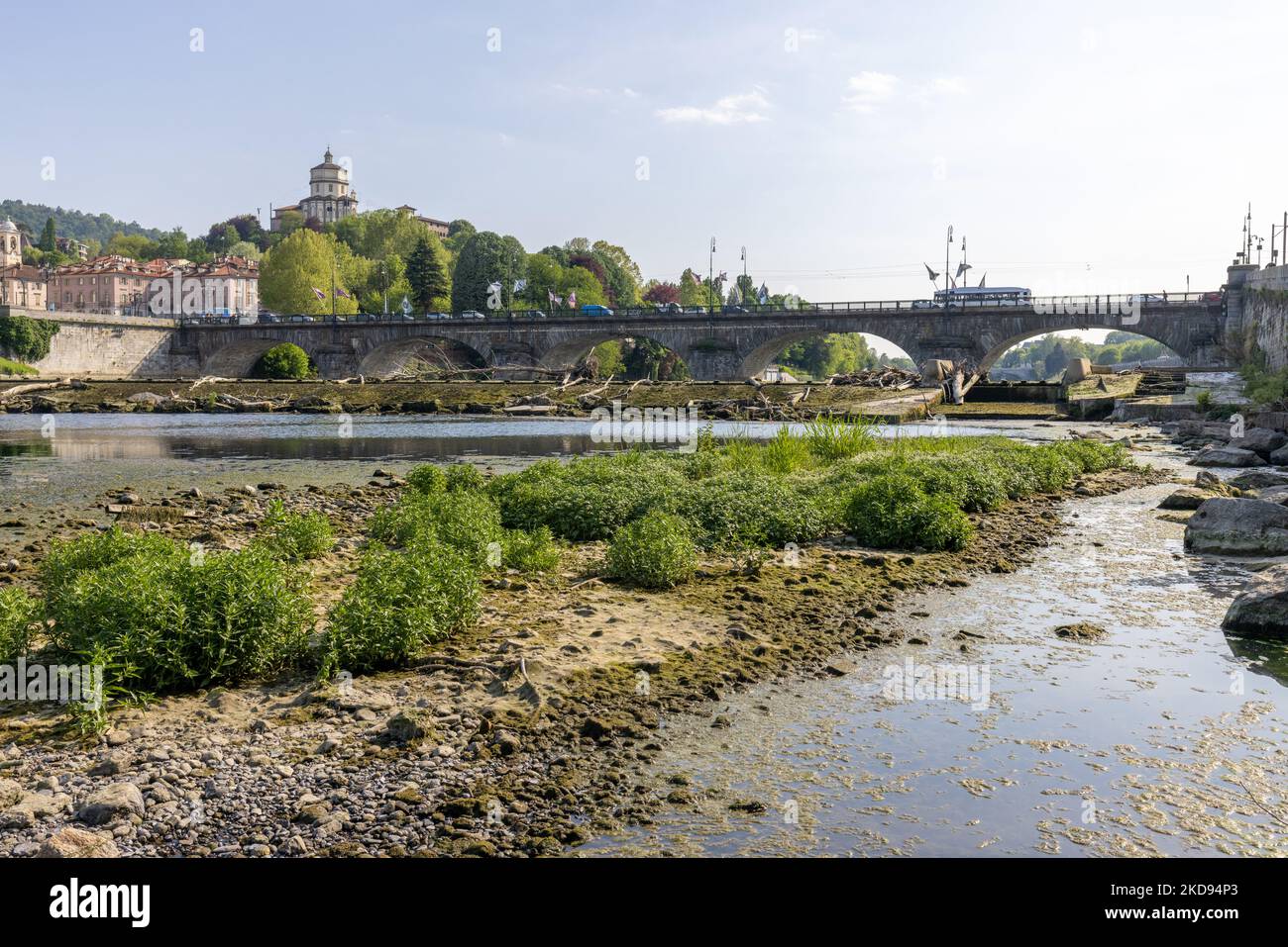 The opening of the dams to allow the cleaning of the river Po from the ...